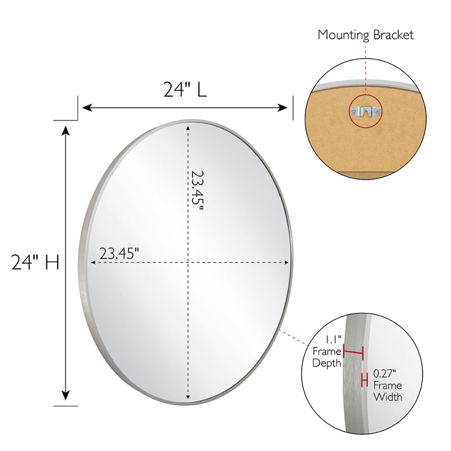 Round 24 Inch Wall Mirror Silver ǀ Bath ǀ Today's Design House