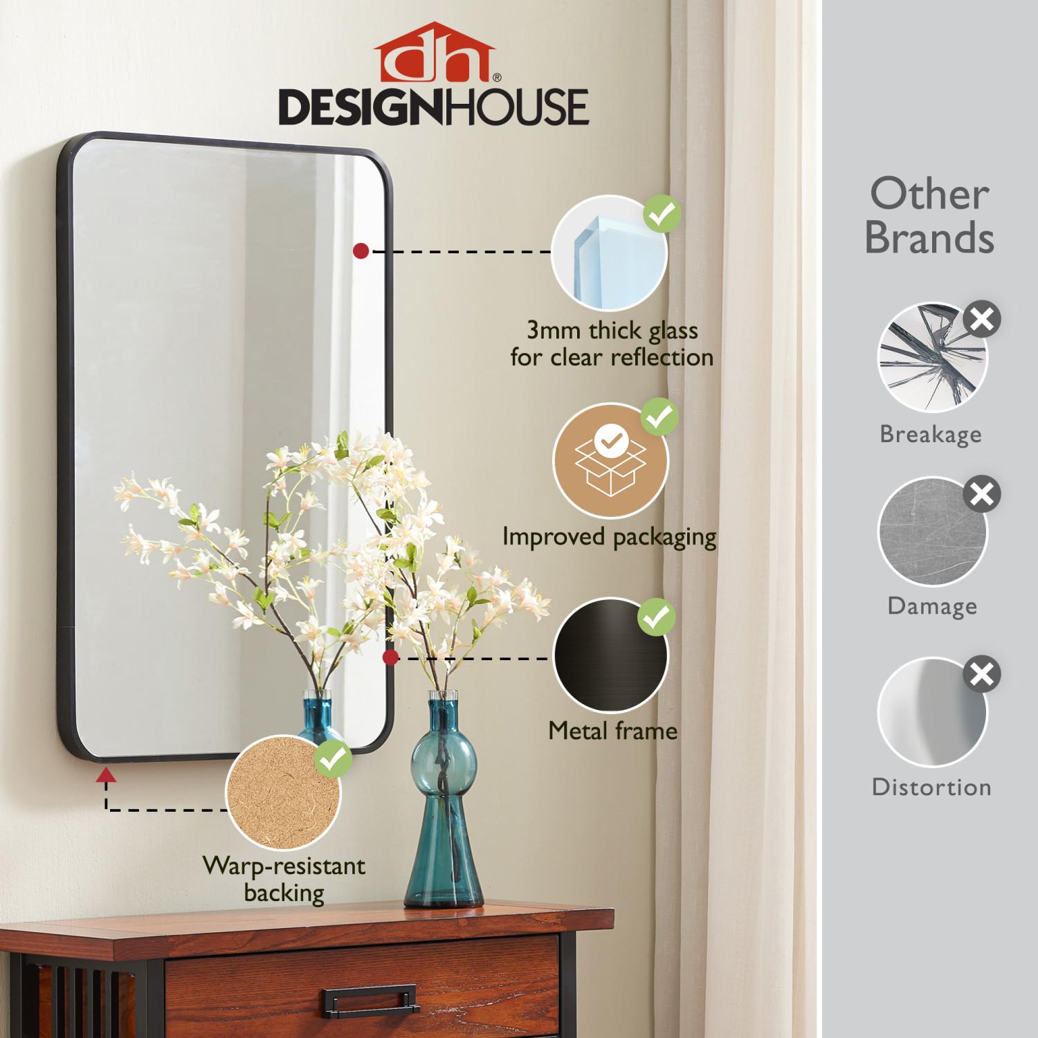 Rounded 30 Inch Wall Mirror Black ǀ Bath ǀ Today's Design House