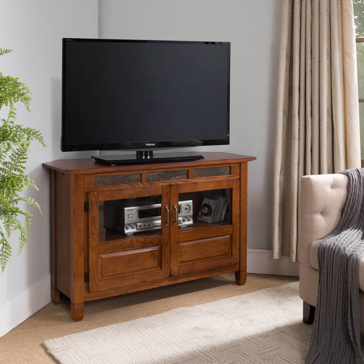 Rustic Oak TV Stand Distressed Rustic Autumn 46 Inch ǀ Furniture ǀ ...