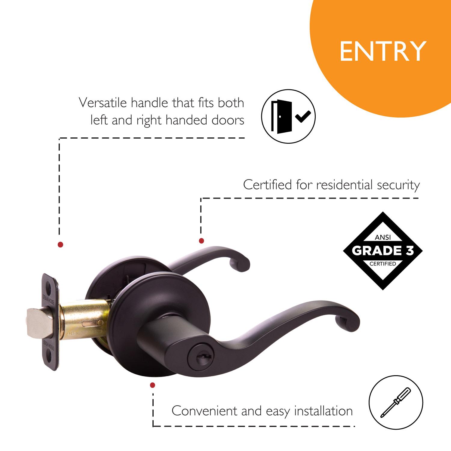 Scroll Keyed Entry Door Lever Matte Black ǀ Hardware & Locks ǀ Today's ...