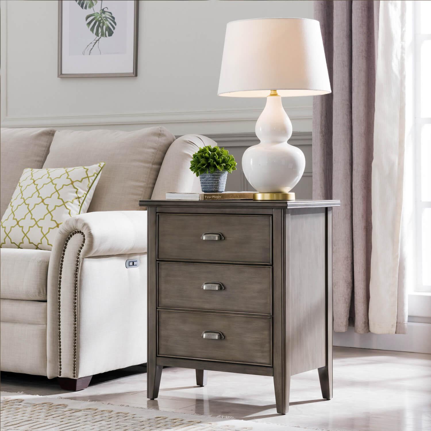 Side Table with Top Drawer and USB Outlet Gray 2pk ǀ Furniture ǀ Today ...