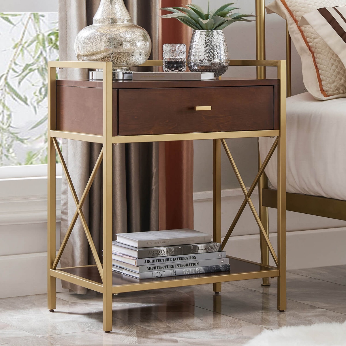 Side Table Gold Metal Wood ǀ Furniture ǀ Today's Design House