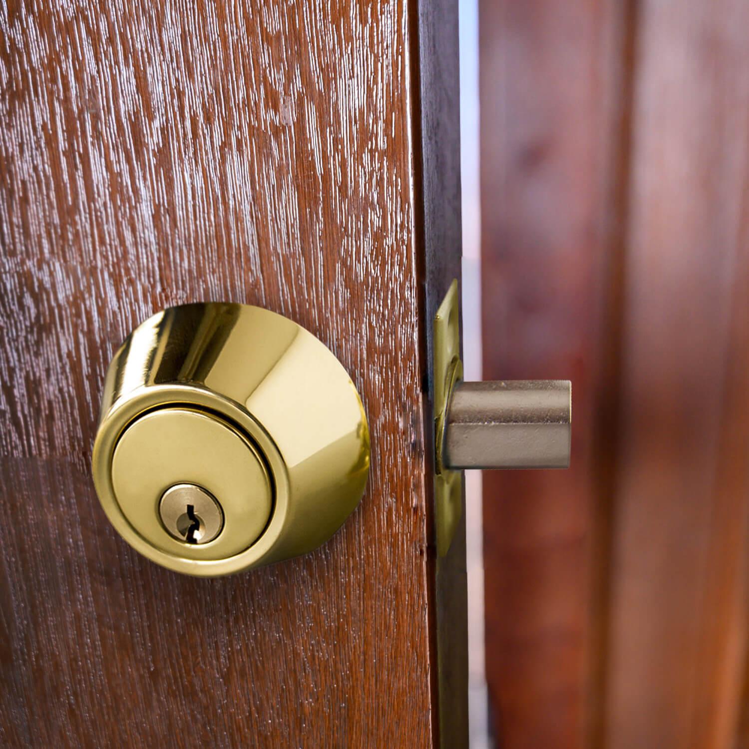 Single Cylinder Deadbolt 6-Way Latch Polished Brass ǀ Hardware & Locks ...