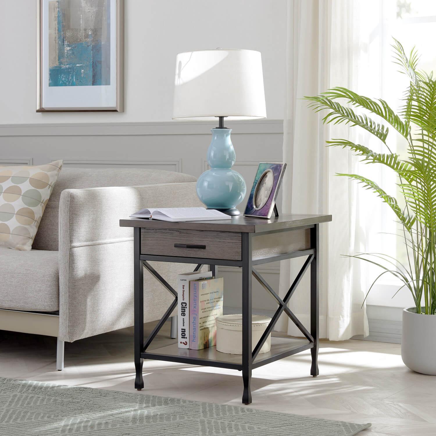 X Design End Table Smoke Gray ǀ Furniture ǀ Today's Design House