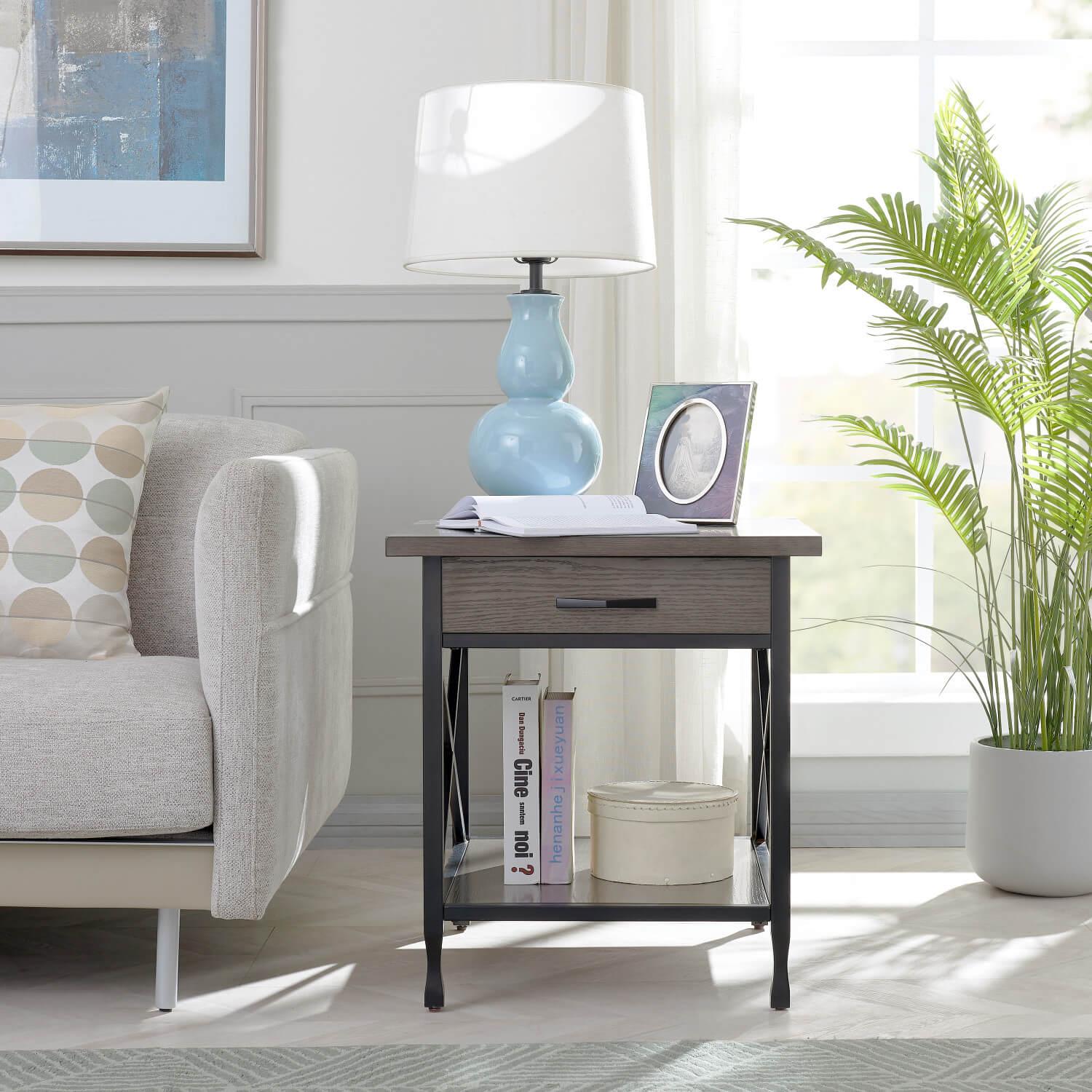 X Design End Table Smoke Gray ǀ Furniture ǀ Today's Design House