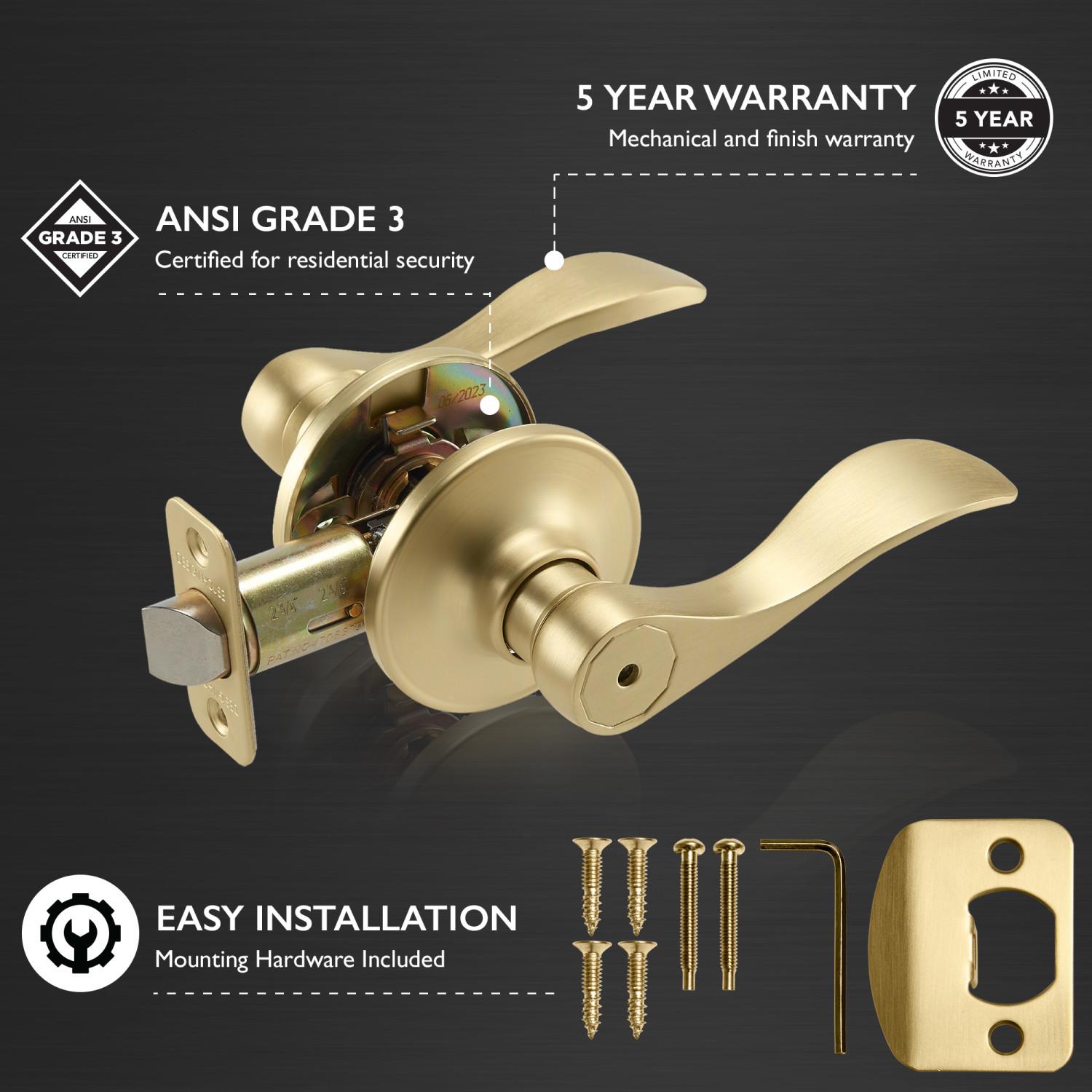Springdale Satin Gold Privacy Door Lever ǀ Hardware & Locks ǀ Today's ...