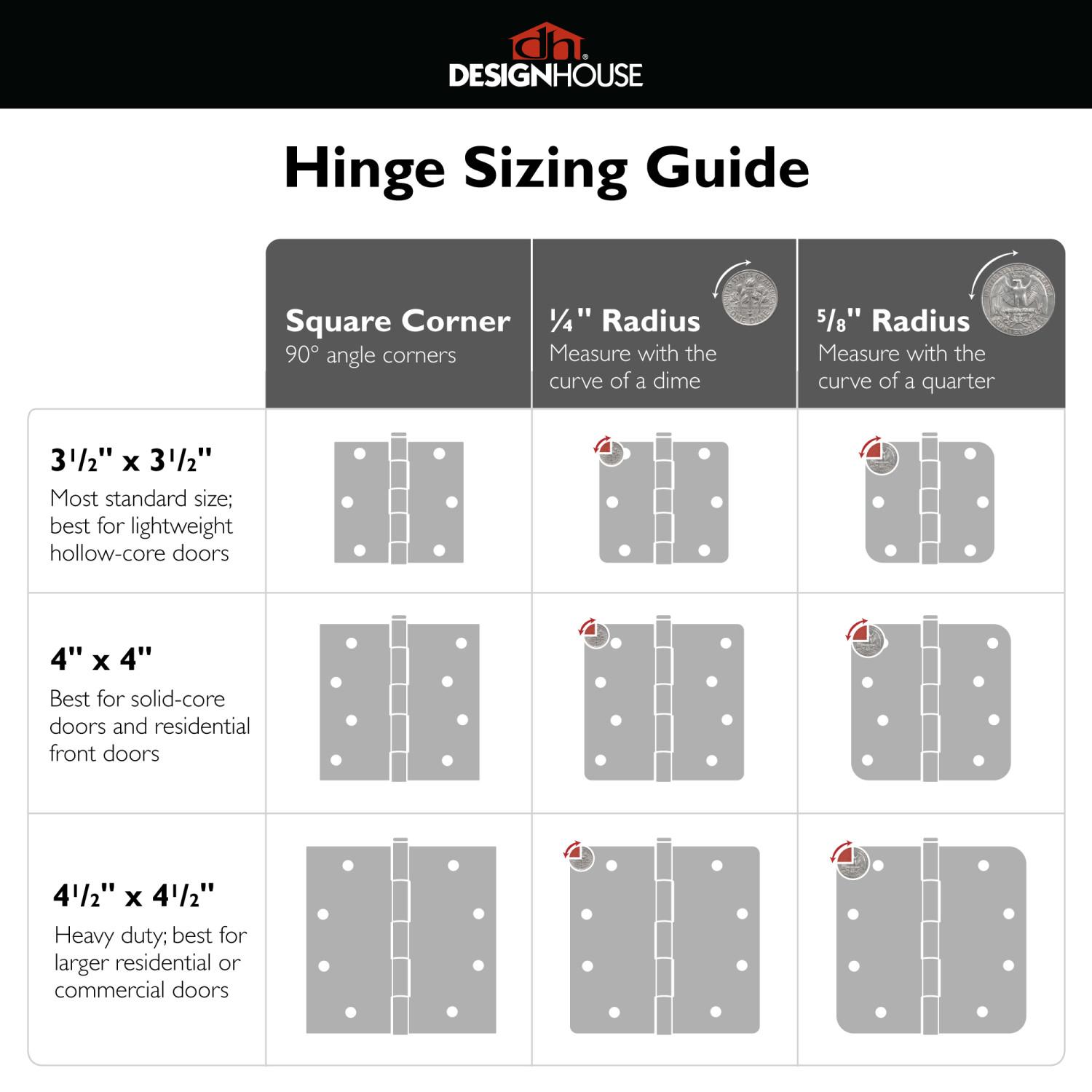 Square Corner Door Hinge Satin Nickel 3.5 Inch 10 Pack ǀ Hardware ...