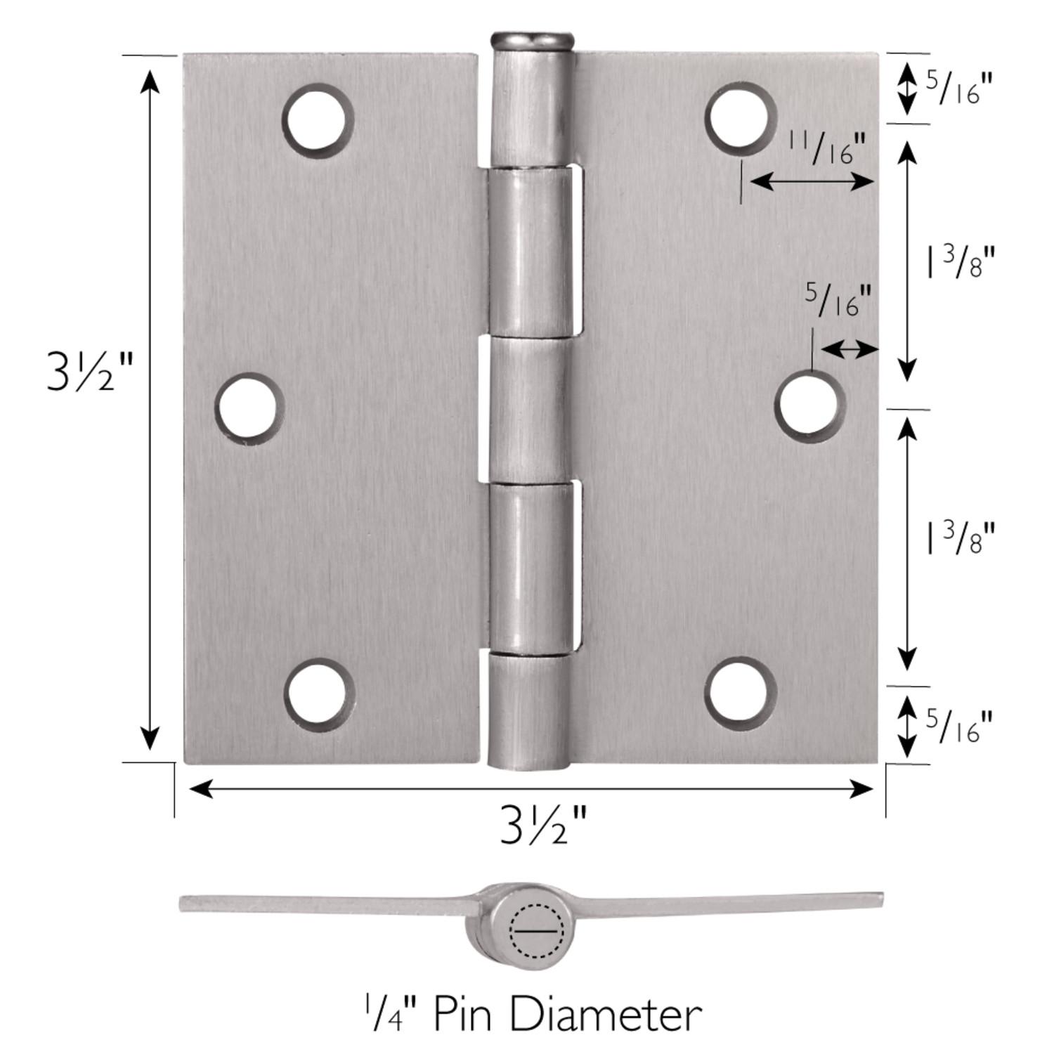 Square Corner Door Hinge Satin Nickel 3.5 Inch 10 Pack ǀ Hardware ...