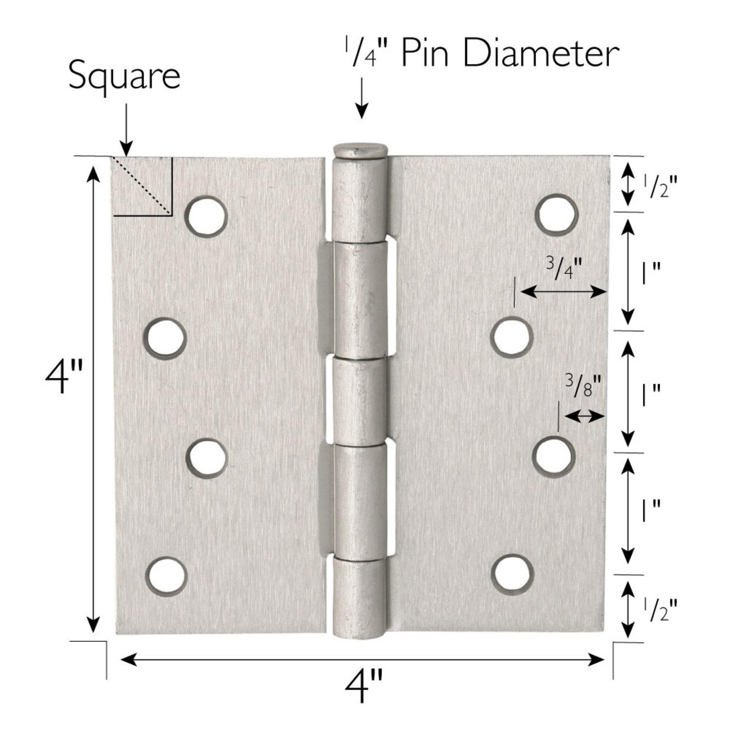 Square Corner Door Hinge Satin Nickel 4 Inch 13 Pack ǀ Hardware & Locks ...