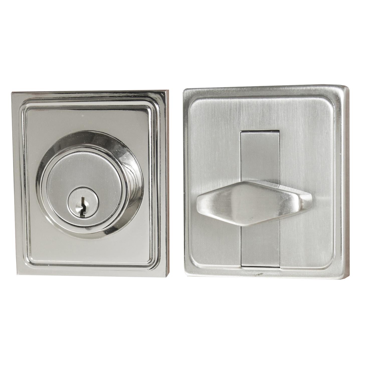 Square Deco Single Cylinder Deadbolt Satin Nickel ǀ Hardware & Locks ǀ ...