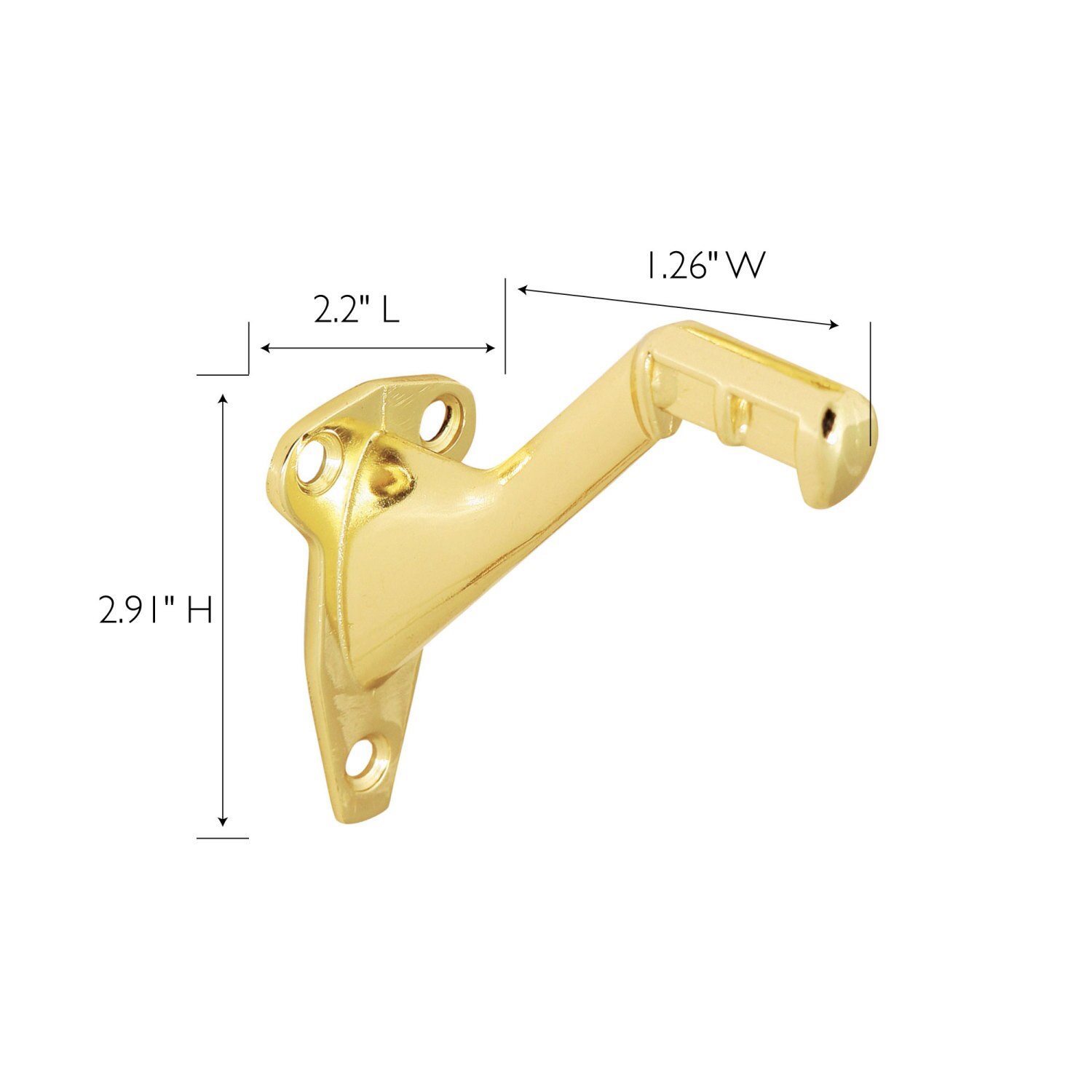 Standard Handrail Bracket Polished Brass 5 Pack ǀ Hardware & Locks ǀ ...