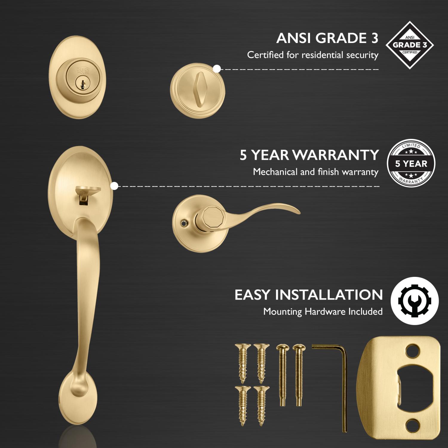Coventry Entry Handle Set Springdale Deadbolt Satin Gold ǀ Hardware ...
