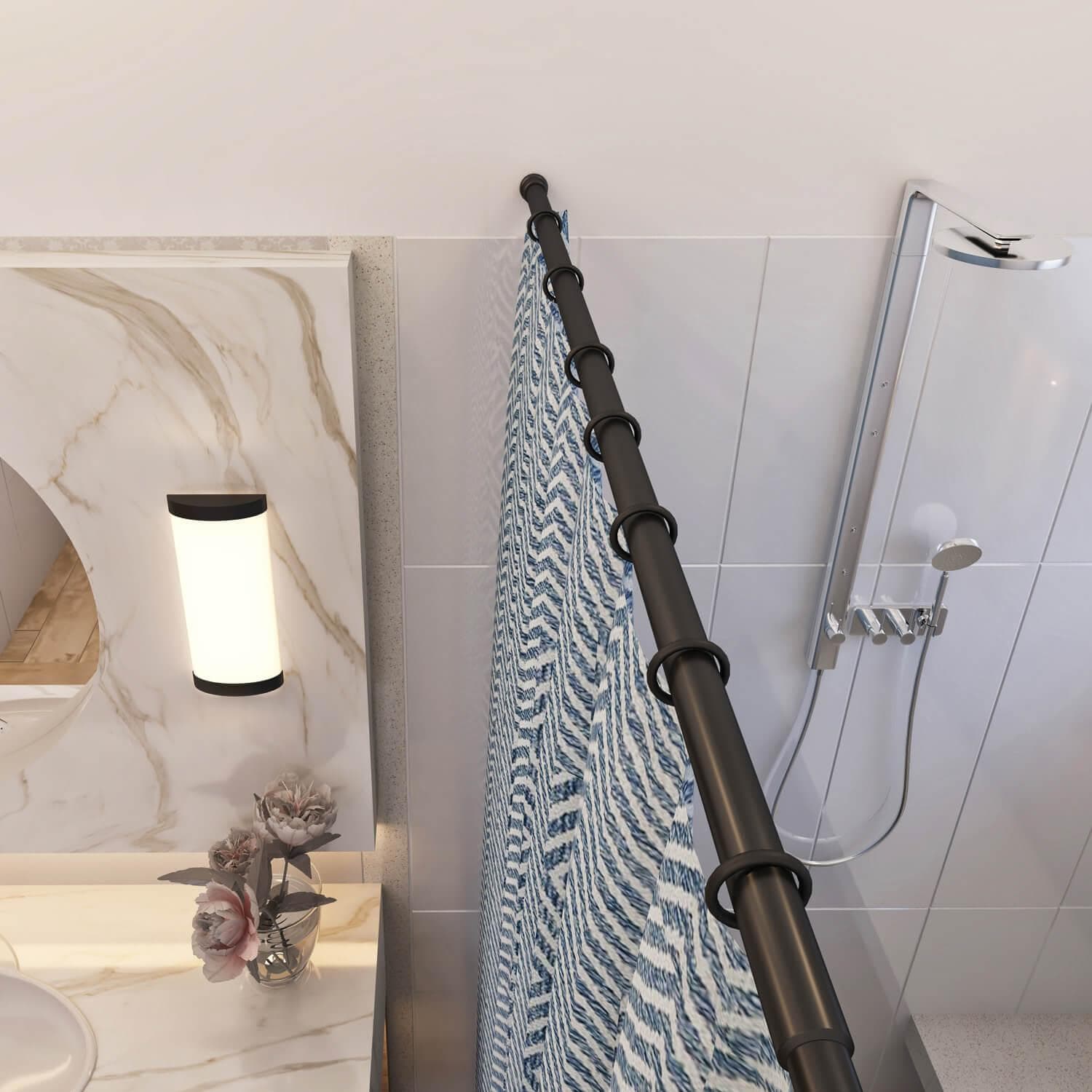 Tension shower curtain rod store