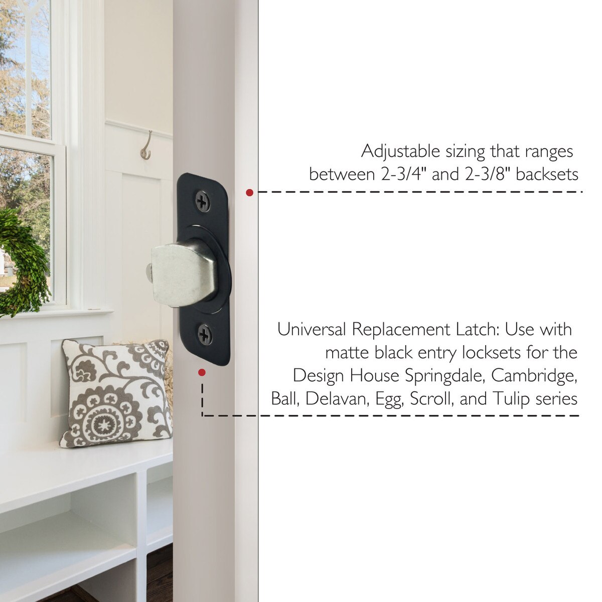 6-Way Universal Replacement Entry Latch Matte Black ǀ Hardware & Locks ...