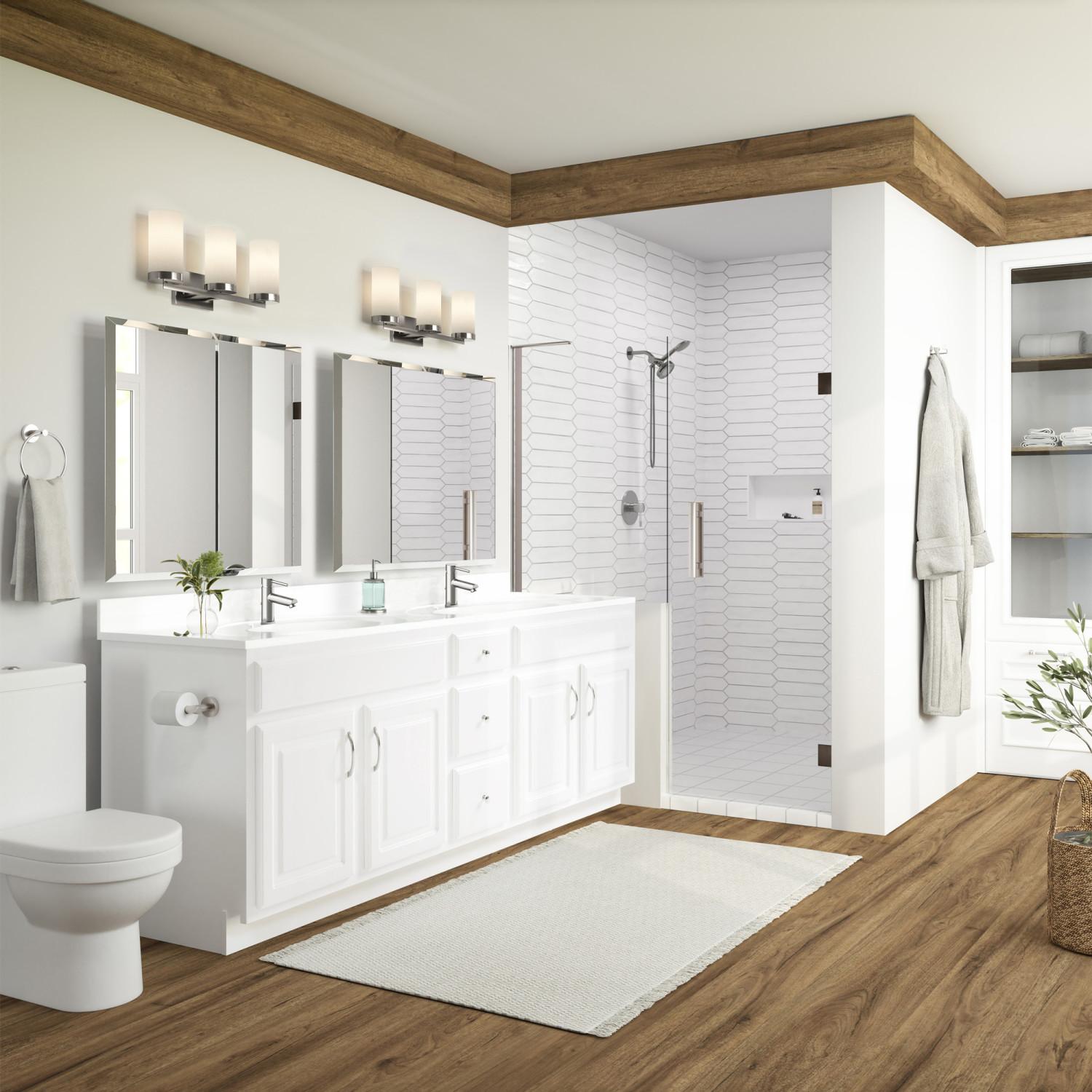 Design House 73 Cultured Marble Vanity Top and Backsplash Single Solid White Painted
