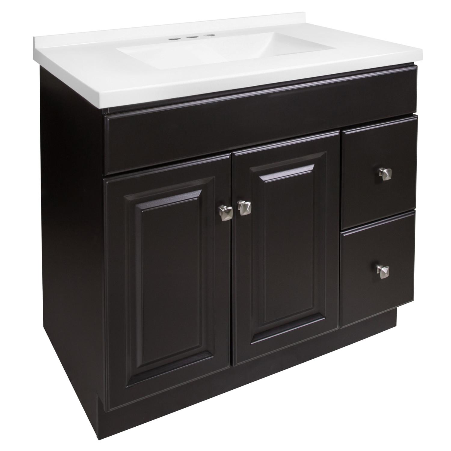 Wyndham 37-Inch Vanity in Espresso with Modern Sink Top, Fully ...