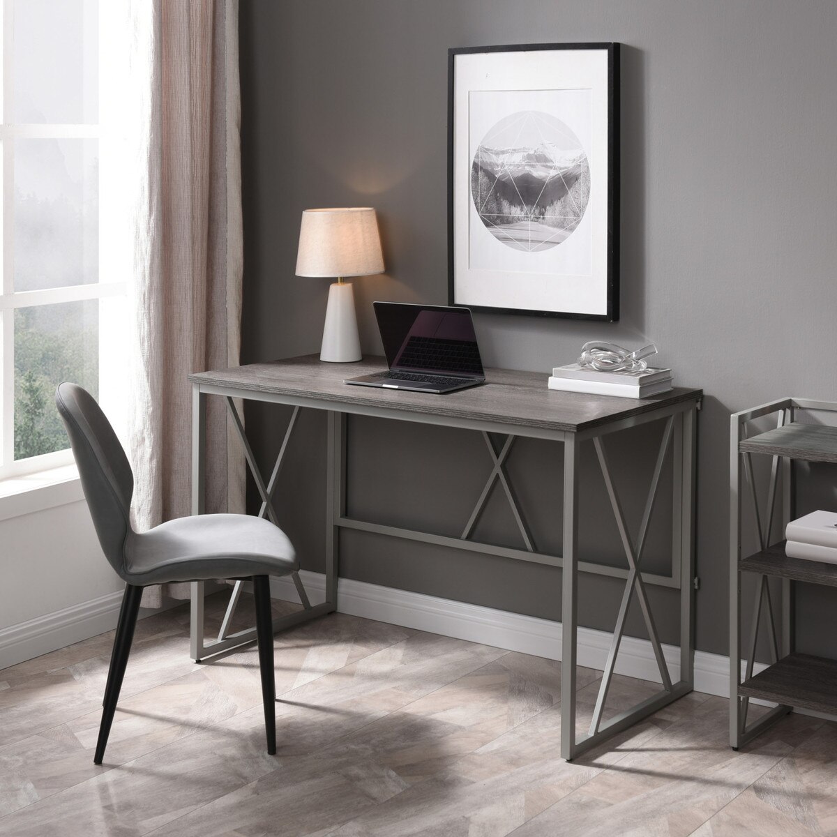Leick Home X Design Desk Weathered Wood Satin Nickel ǀ Furniture ǀ ...