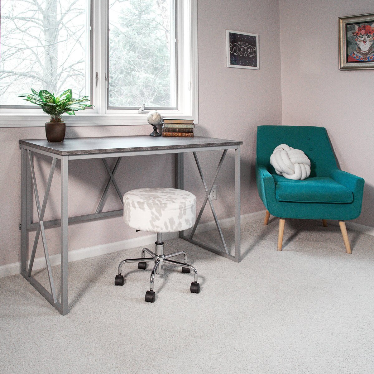 Leick Home X Design Desk Weathered Wood Satin Nickel ǀ Furniture ǀ ...